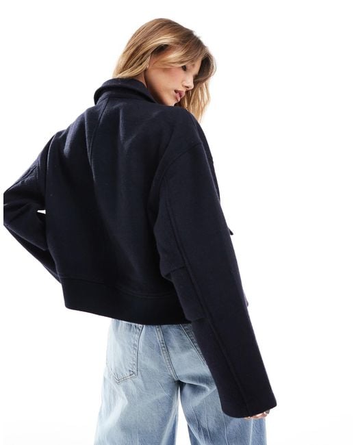 ASOS Clean Formal Bomber Jacket in Blue | Lyst