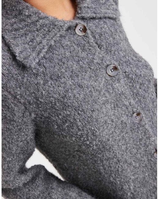 4th & Reckless Contains Wool Ribbed Collar Detail Button Through ...