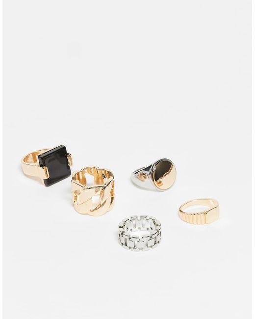 ASOS Pack Of 5 Chunky Vintage-style Rings in White | Lyst UK
