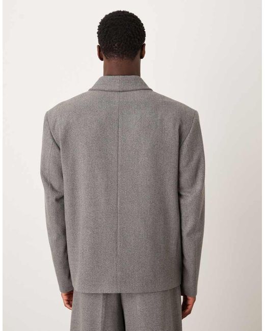 ASOS Deep Wrap Double Breasted Boxy Suit Jacket in Grey for Men | Lyst UK