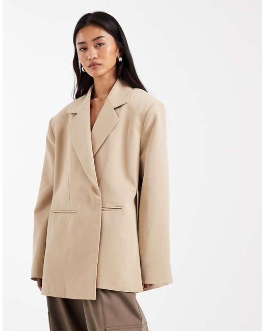 ASOS A Line Oversized Blazer in Natural | Lyst UK