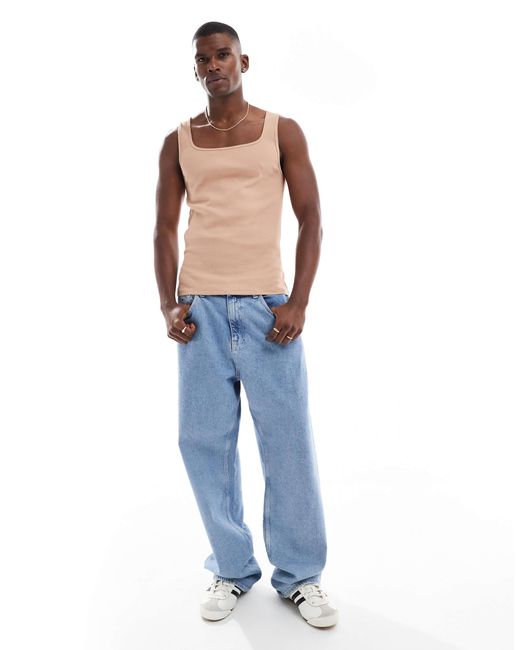 ASOS Essential Muscle Fit Vest in Brown for Men | Lyst