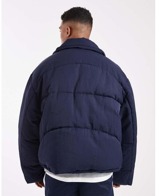 ASOS Oversized Puffer Jacket in Blue for Men | Lyst UK