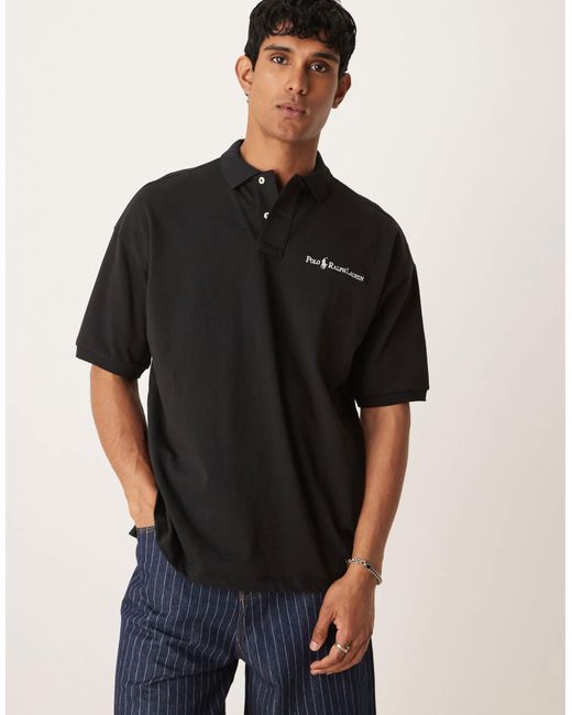 Polo Ralph Lauren Icon Script Logo Relaxed Fit Jersey Polo in Black for ...