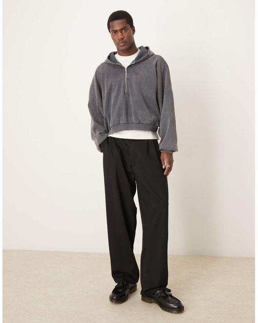 ASOS Heavyweight Extreme Oversized Boxy Hoodie With Half Zip in Gray ...