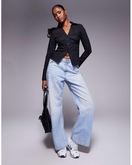 Princess Polly Zifa Seam Detail Fitted Shirt in Blue | Lyst UK