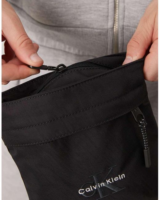 Calvin Klein Logo Cross Body Bag in Grey for Men | Lyst UK