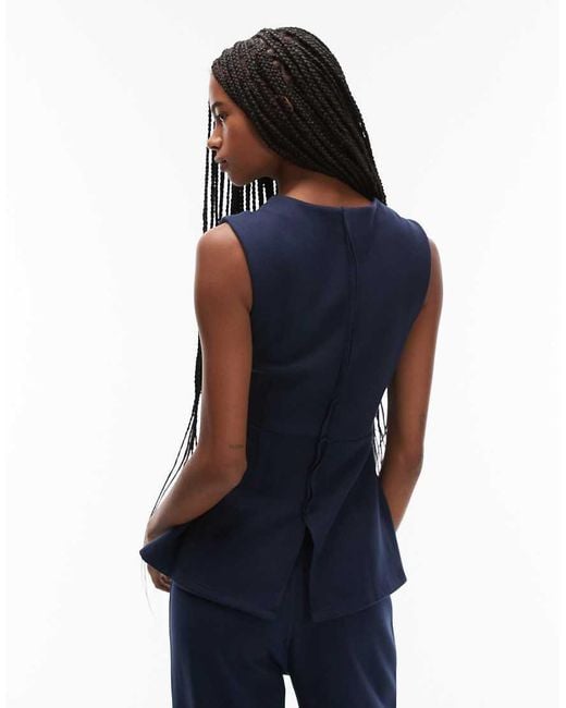 ASOS Seam Detail Fitted Tank Top in Blue | Lyst UK