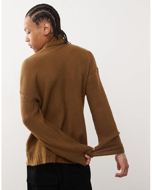 Collusion Oversized Heavy Weight Turtle Neck Sweater in Brown for Men ...