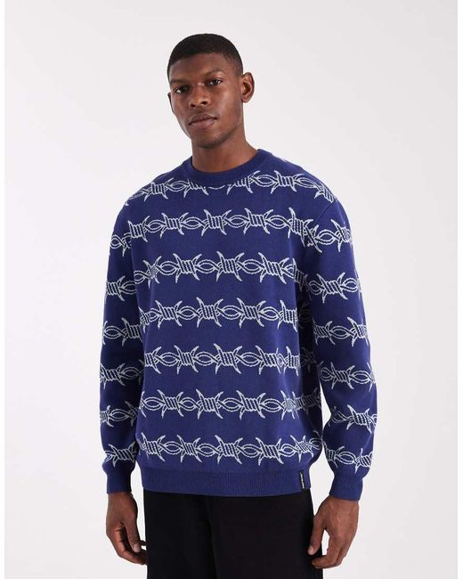 Santa Cruz Wired Monogram Knit Jumper in Blue for Men | Lyst UK