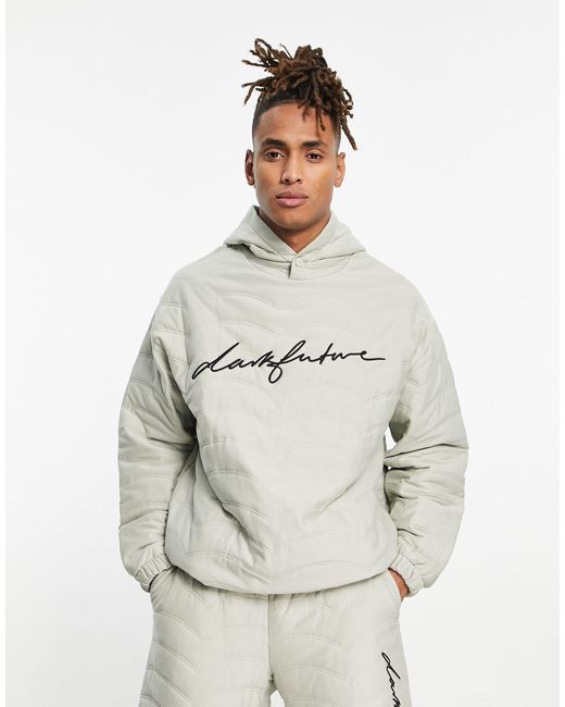 Asos Asos Dark Future Co Ord Oversized Hoodie With Scalloped Quilting