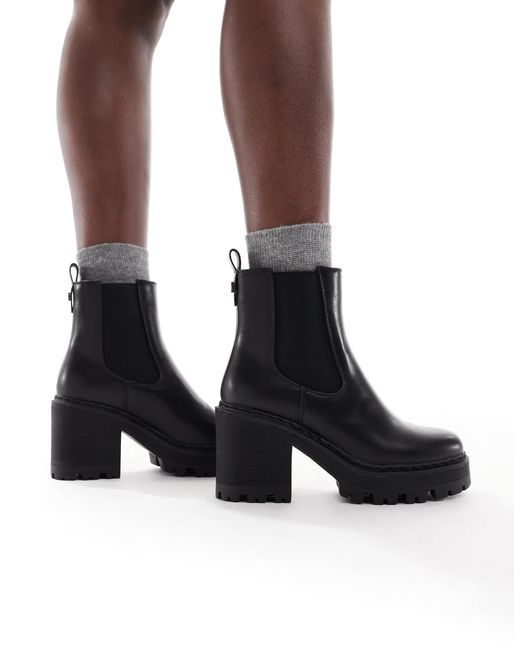 SEQWL Wide Fit Fuzzy Chunky Chelsea Boots in Blue | Lyst