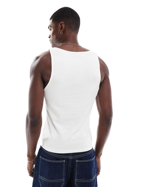ASOS Muscle Vest With Mid Scoop Neck in White for Men | Lyst