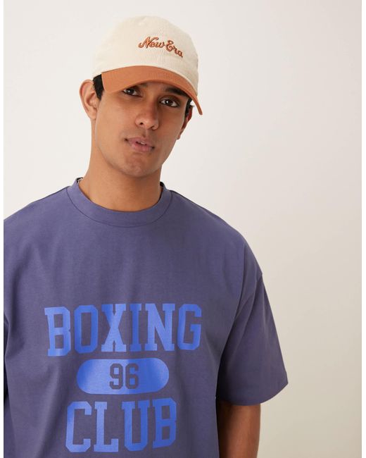 ASOS Heavyweight 240G Oversized Boxy T-Shirt With Boxing Print Detail in Blue for Men | Lyst