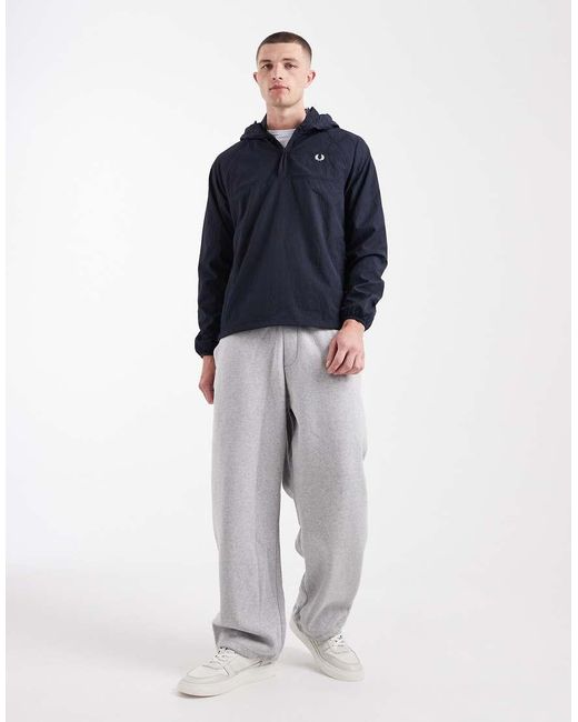 Fred Perry 1/4 Zip Ripstop Logo Hooded Training Jacket in Blue for Men ...