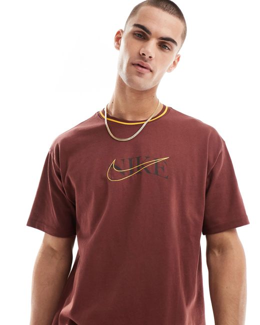 Nike Swoosh Overlay Logo T-shirt in Red for Men | Lyst