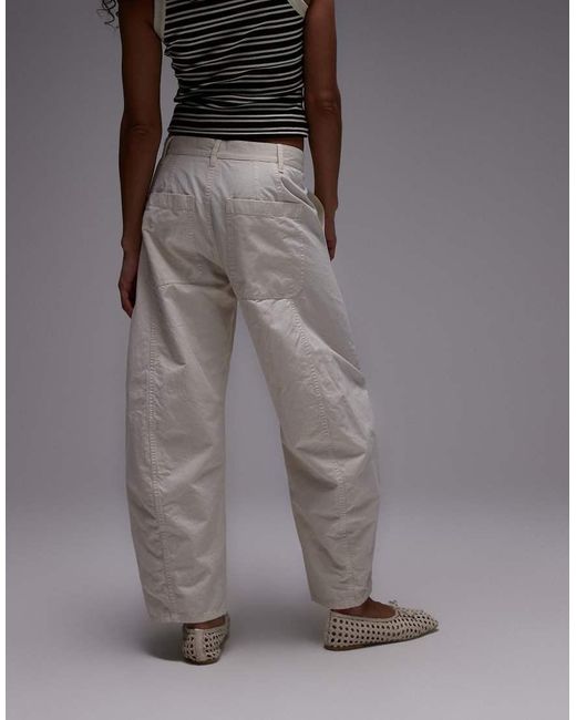 ARKET Linen Blend Barrel Leg Trousers With Panels in Grey | Lyst UK