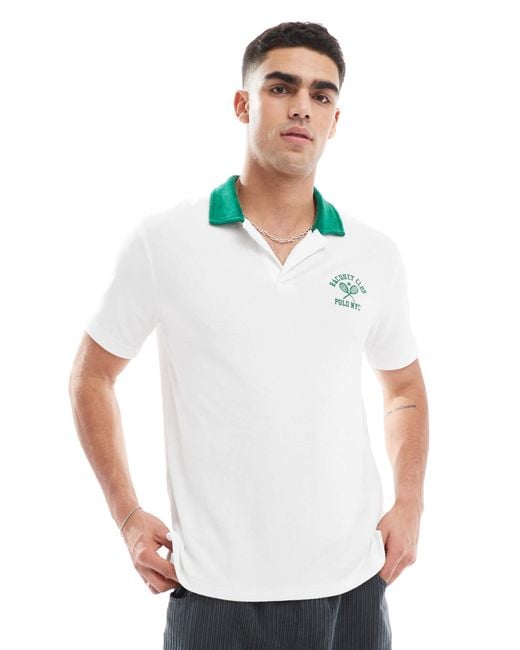 Polo Ralph Lauren Run Club P-wing Logo Cotton Terry Polo in White for ...