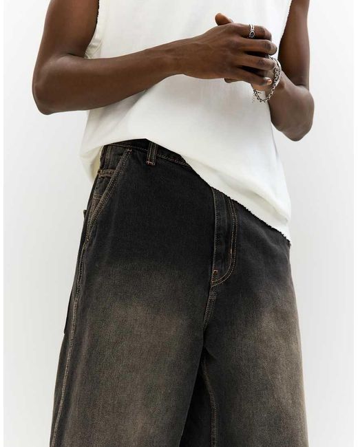 Pull&Bear Super baggy Stwd Jorts in Black for Men | Lyst UK