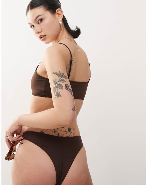 Monki Mix And Match Triangle Bikini Brief in Natural | Lyst