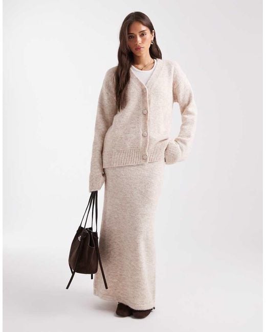 ASOS Knitted Oversized Cardigan Co-ord With Wool in Natural | Lyst UK