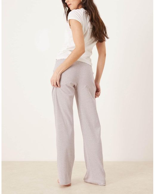 Gina Tricot Stripe Loungewear Trousers in Natural | Lyst