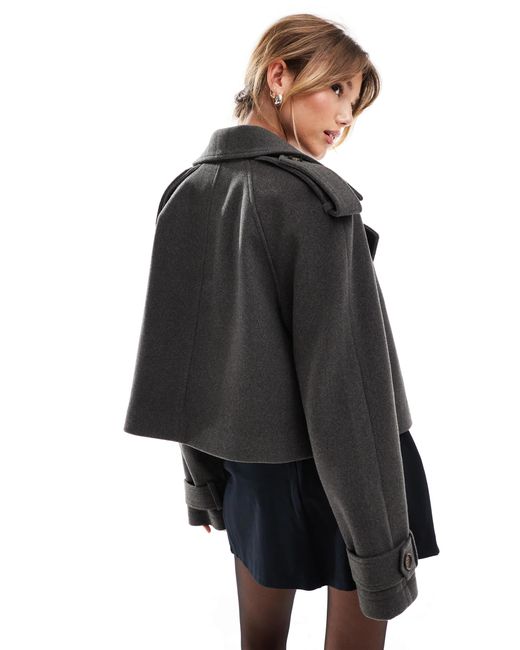 ASOS Cropped Formal Trench Coat in Black | Lyst