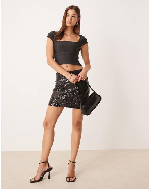 Pretty Lavish Embellished Mini Skirt in Natural | Lyst UK