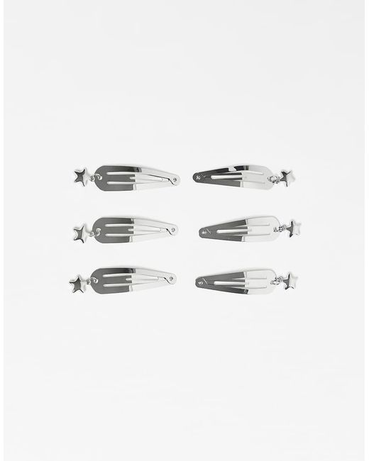 ASOS Pack Of 6 Snap Clips With Star Charms in White | Lyst UK