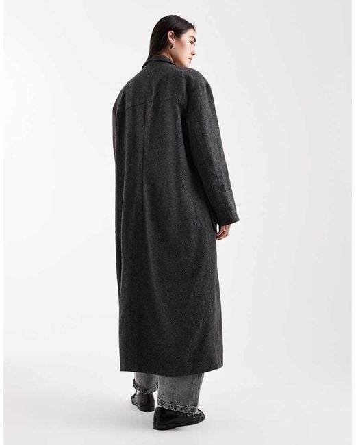 Daisy Street Large Herringbone Cocoon Coat With Deep Turn Up Cuffs in ...