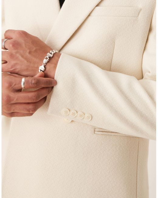 ASOS Slim Longline Heavyweight Suit Jacket in Natural for Men | Lyst