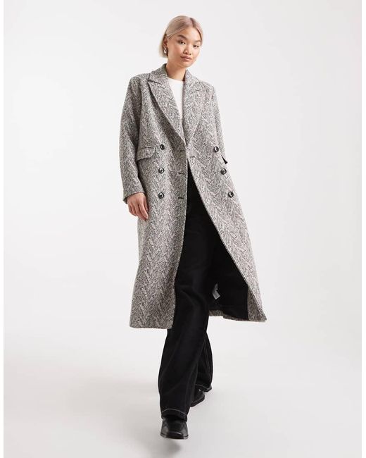 French Connection Double Breasted Formal Coat in Grey | Lyst UK