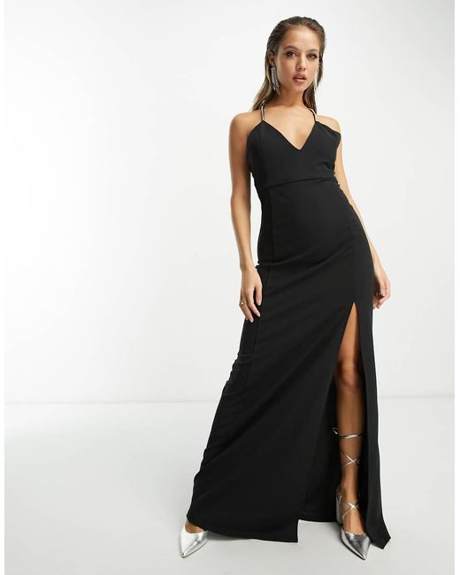 NA-KD X Mimi Ar Split Detail Maxi Dress in Black | Lyst UK