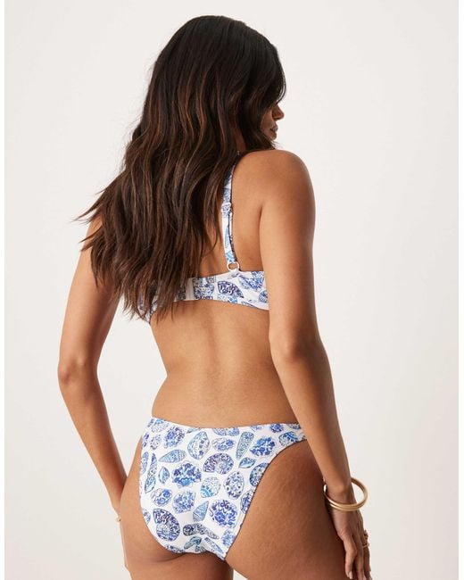 ASOS Shelina High Leg Bikini Bottom in Blue | Lyst