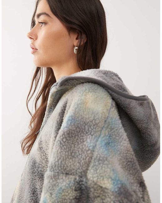Weekday Oversized Borg Zip Fleece in Grey | Lyst UK