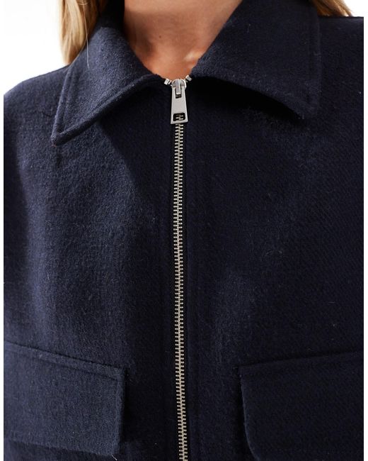 ASOS Clean Formal Bomber Jacket in Blue | Lyst