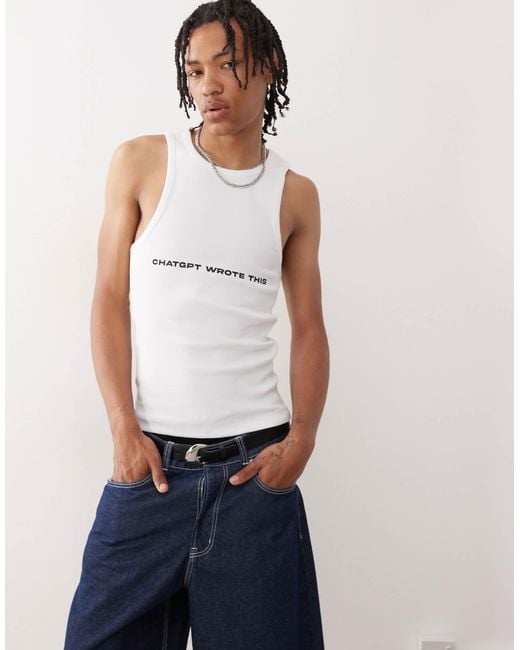 Collusion Slogan Chat Gpt Festival Muscle Vest in White for Men | Lyst