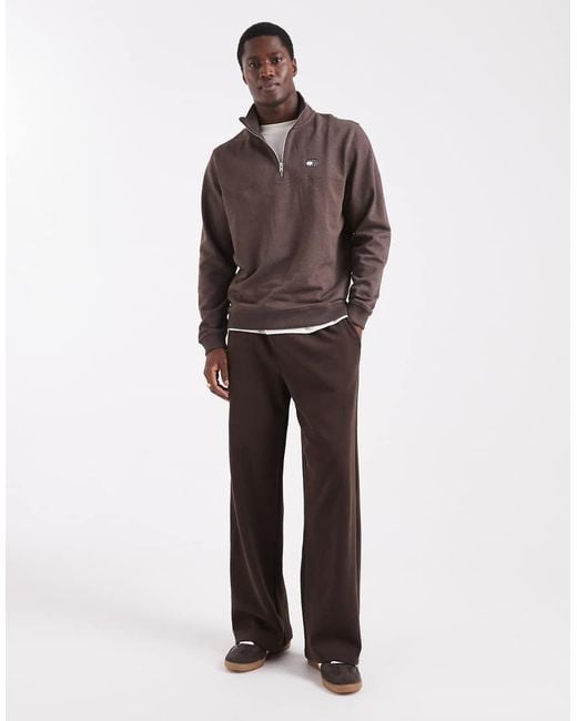 Tommy Hilfiger Chest Flag Logo 1/4 Zip Up Jumper in Brown for Men | Lyst UK