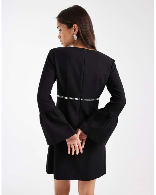French Connection Mini Shift Dress With Diamante Bow Trim in Black ...