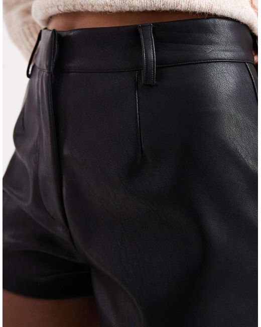 ASOS Leather Look Tailored Short in Black | Lyst UK