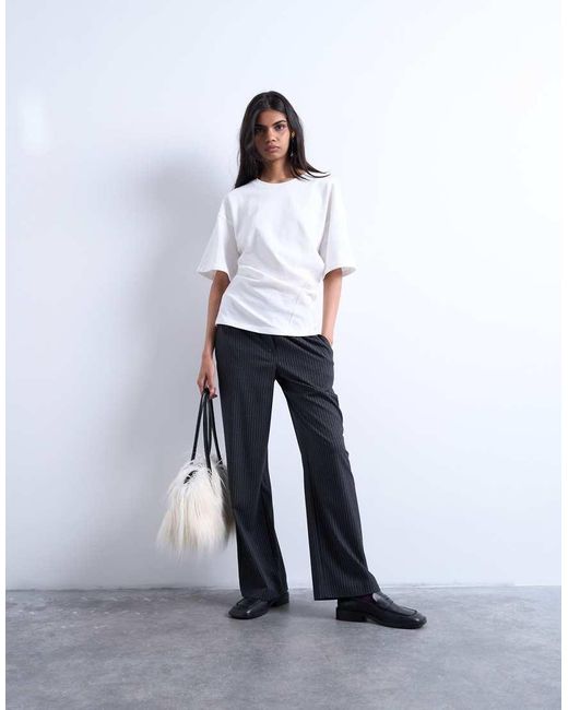 TOPSHOP Pinstripe Boxer Jogger in White | Lyst UK