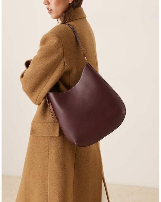 Mango Faux Leather Large Shoulder Bag in Brown | Lyst UK
