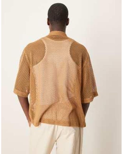 ASOS Boxy Oversized Mesh Shirt in Natural for Men | Lyst