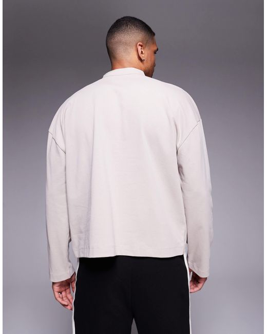 ASOS Heavyweight Oversized Boxy Drop Shoulder Henley 240gsm in Gray for ...