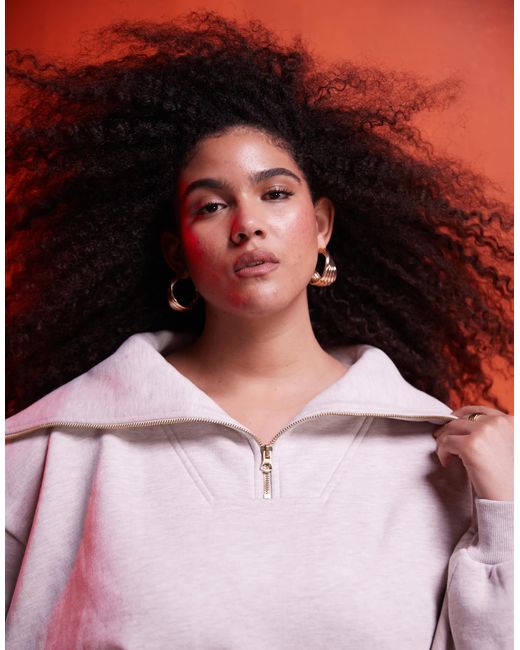 ASOS Asos Design Curve Co-ord Heavyweight Half Zip Sweat in Red | Lyst