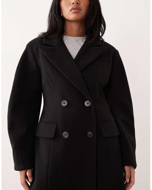 ASOS Asos Design Petite Formal Sculpted Longline Coat in Black | Lyst UK