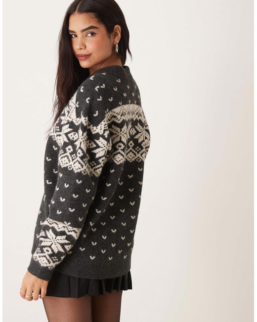 ASOS Knitted Collar Zip Through Cardigan With Fair Isle Pattern in ...