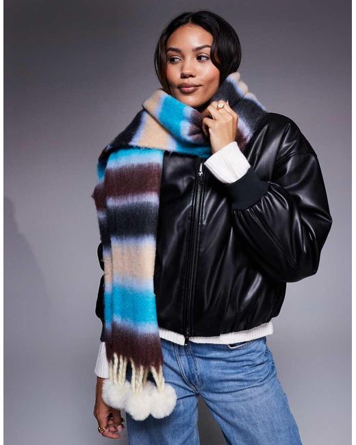 Kiwi & Co Frostbite Brushed Oversized Bobble Scarf in Blue | Lyst UK