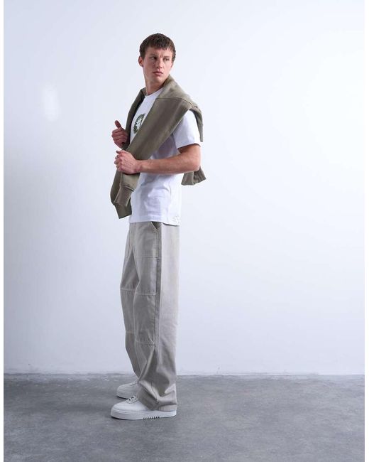 TOPMAN baggy Fit Twill Chino Pants in White for Men | Lyst UK