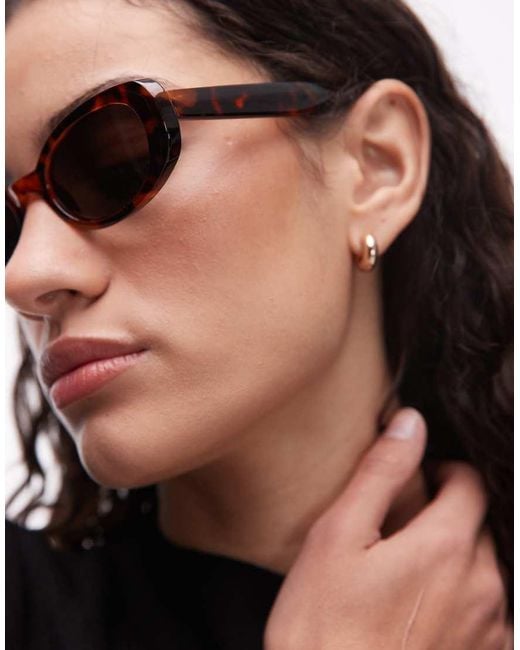 Mango Oval Frame Tortoise Shell Sunglasses in Black | Lyst UK